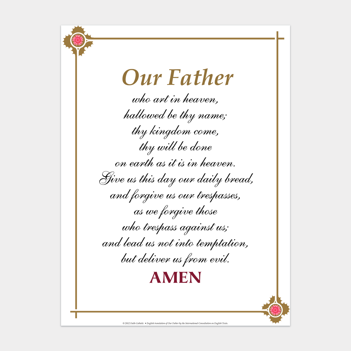Our Father Certificate – FAITH Catholic Products
